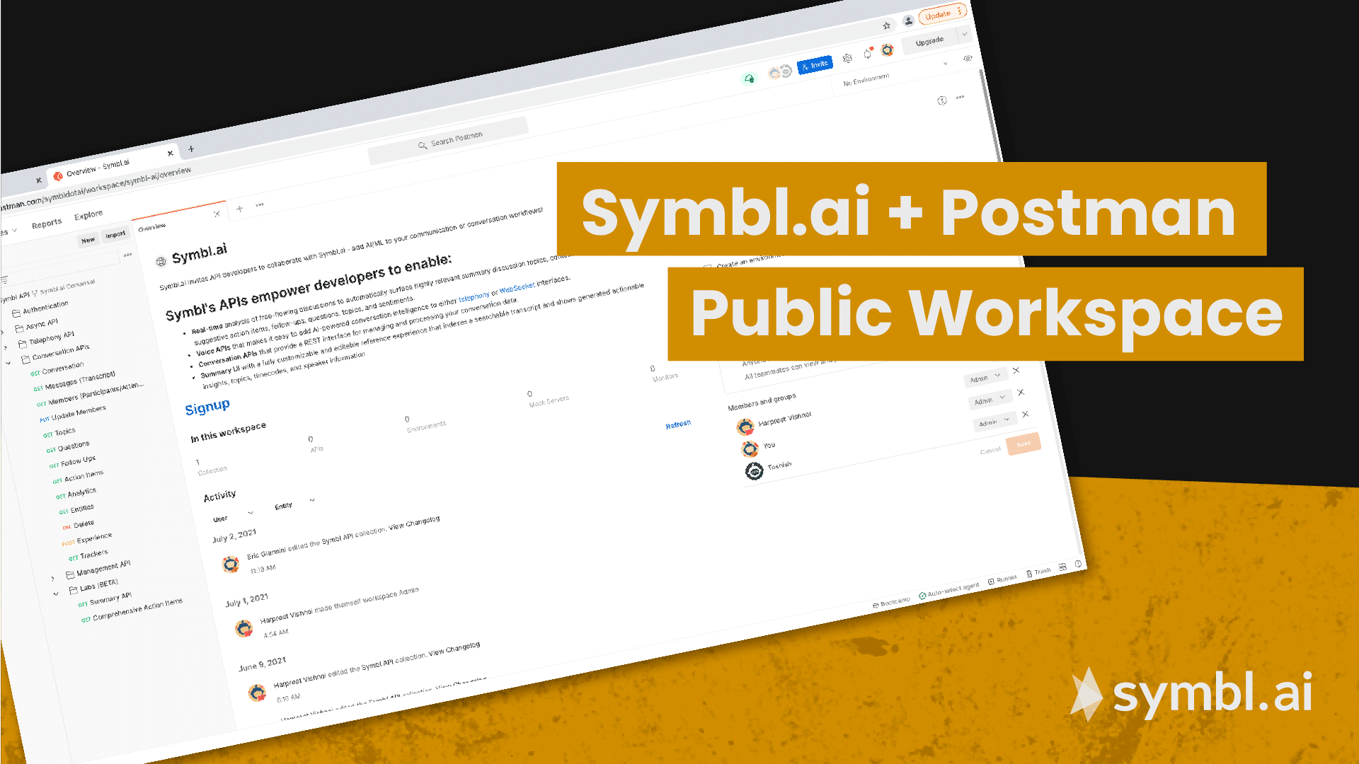 Git, Fork, or Clone Symbl.ai’s Postman Workspace | Symbl.ai